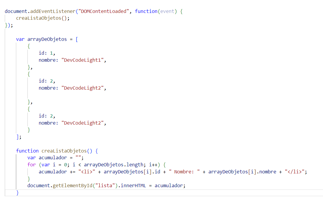 Listas Html Javascript Devcodelight