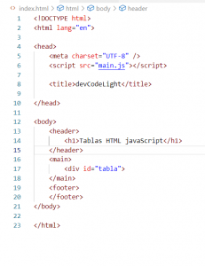 TABLAS HTML + JavaScript – DevCodeLight